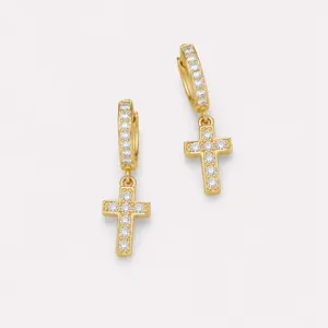 DONATELLO GIAN Crystal Cross Hoop Earrings - Gold
