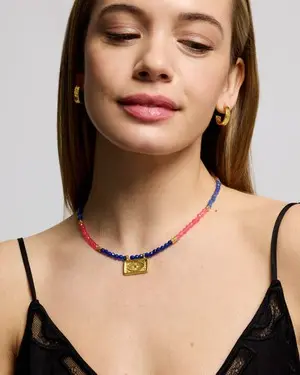 OTTOMAN HANDS Arden Evil Eye Gemstone Beaded Necklace