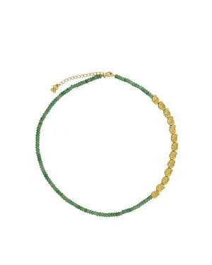 OTTOMAN HANDS Emerald Beaded Necklace - Gold