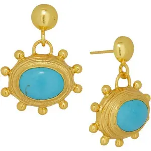 OTTOMAN HANDS Zand Turquoise Drop Earrings - Gold