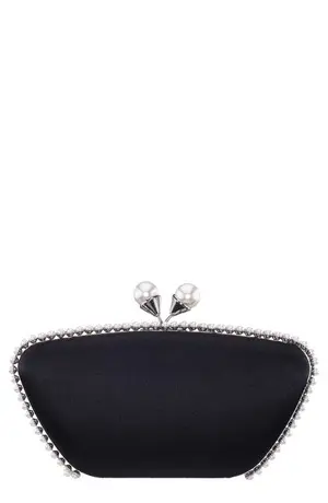 Nina Goddess Frame Clutch - Black