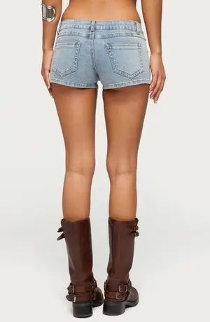 EDIKTED Studded Low Rise Denim Shorts