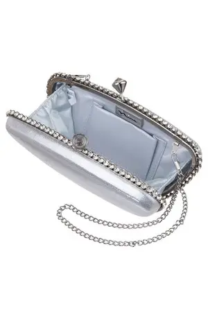 Nina Goddess Frame Clutch - Silver