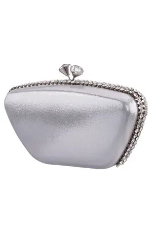 Nina Goddess Frame Clutch - Silver