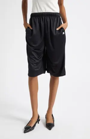 COURREGES Jersey Bermuda Shorts With Skirt Effect Back Panel