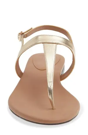 BOSS Cristas Metallic Leather Slingback Sandals - Gold