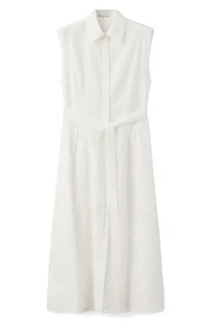 Mango Embroidered Sleeveless Maxi Shirt Dress