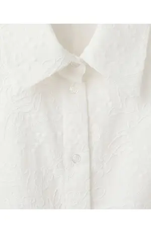 Mango Embroidered Sleeveless Maxi Shirt Dress
