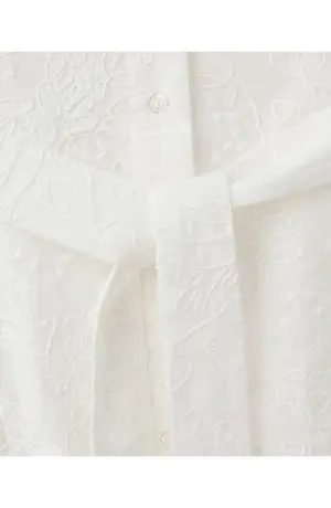 Mango Embroidered Sleeveless Maxi Shirt Dress