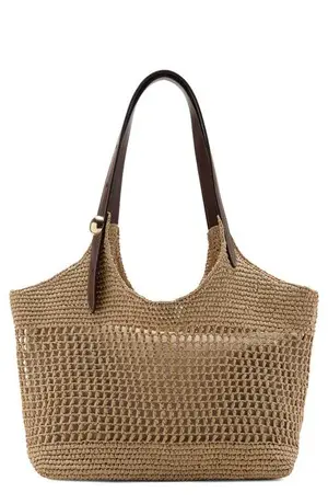 Mango Natural Fiber Woven Tote Bag With Shoulder Straps