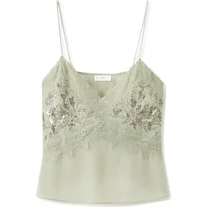 Mango Micro Beaded Embroidered Eyelash Lace Camisole