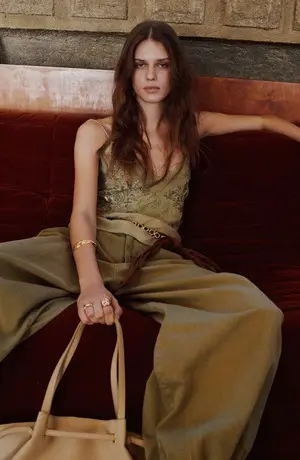 Mango Micro Beaded Embroidered Eyelash Lace Camisole