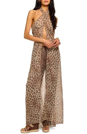 Ramy Brook Halter Sheer Cover-up - Light Leopard