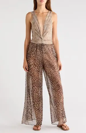 Ramy Brook Kensley Leopard Print Cover-up Jumpsuit - Dark Leopard