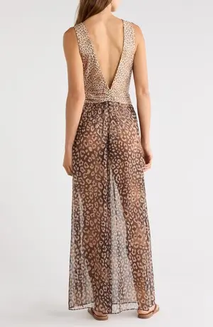 Ramy Brook Kensley Leopard Print Cover-up Jumpsuit
