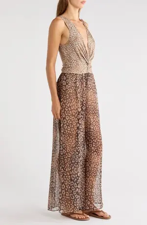 Ramy Brook Kensley Leopard Print Cover-up Jumpsuit