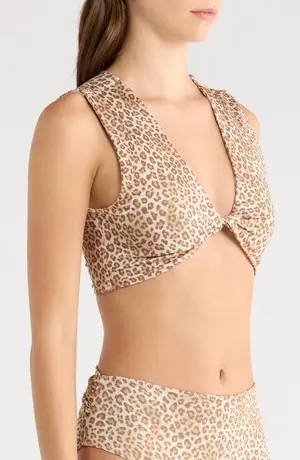Ramy Brook Olivia Leopard Twist Front Bikini Top
