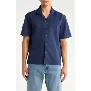 Ag Foster Linen & Cotton Camp Shirt - Deep Navy
