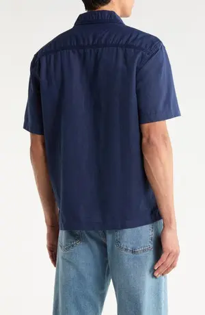 Ag Foster Linen & Cotton Camp Shirt - Deep Navy