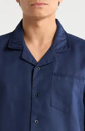 Ag Foster Linen & Cotton Camp Shirt - Deep Navy