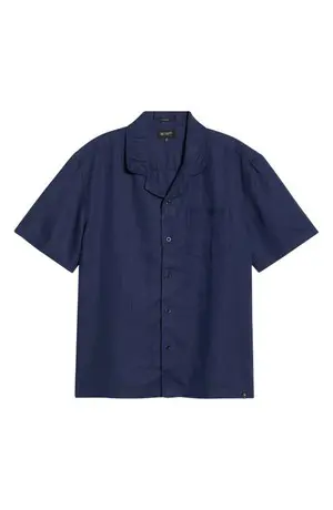 Ag Foster Linen & Cotton Camp Shirt - Deep Navy