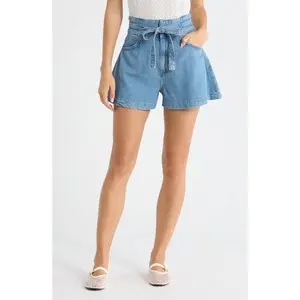 Paige Mathilda Paperbag Waist Denim Shorts - Rosecrans