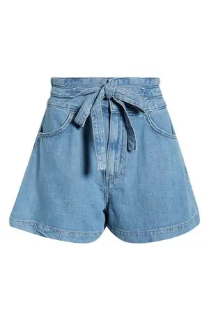 Paige Mathilda Paperbag Waist Denim Shorts - Rosecrans