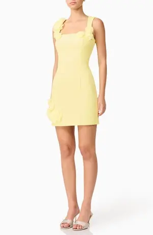 ELLIATT Sleeveless Square Neck Mini Dress - Yellow