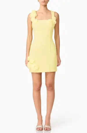 ELLIATT Sleeveless Square Neck Mini Dress - Yellow