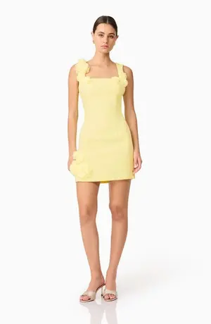 ELLIATT Sleeveless Square Neck Mini Dress - Yellow