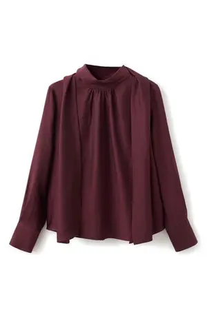 Mango High Neck Blouse With Draped Scarf