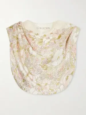 Calvin Klein Frances' Floral-print Silk Cropped Tank Top - Neutrals