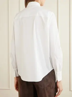 Brunello Cucinelli Embellished Cotton-blend Shirt - White