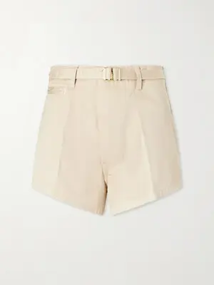 RÙADH The Grier Belted Organic Cotton Twill Shorts - Neutrals