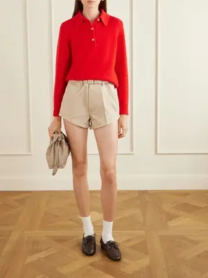 RÙADH The Grier Belted Organic Cotton Twill Shorts - Neutrals