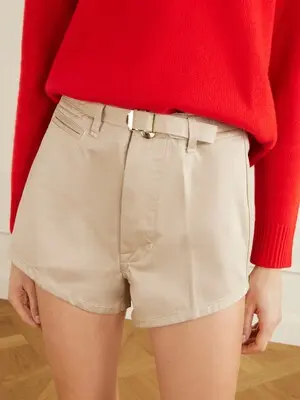 RÙADH The Grier Belted Organic Cotton Twill Shorts - Neutrals