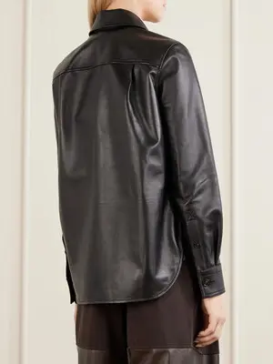 Bottega Veneta Leather Shirt With Intrecciato Trim
