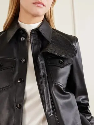 Bottega Veneta Leather Shirt With Intrecciato Trim