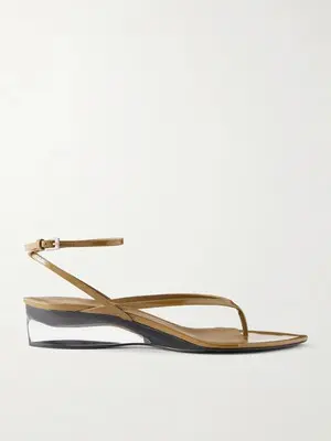 Alaïa Patent Leather And Plexiglass Wedge Sandals - Green
