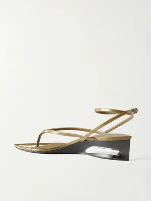 Alaïa Patent Leather And Plexiglass Wedge Sandals - Green