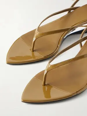 Alaïa Patent Leather And Plexiglass Wedge Sandals - Green
