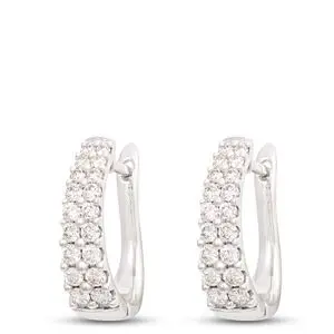 Benbridge 18mm Double Row Diamond Hoop Earrings In 14k White Gold - Wg