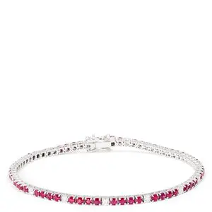 Benbridge Round Ruby And Diamond Tennis Bracelet In 14k White Gold - Wg