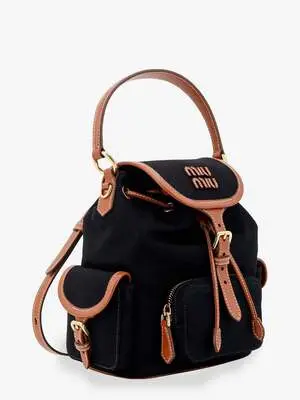 Miu Miu Hemp And Leather Backpack - Black