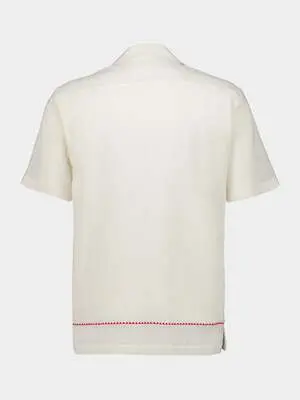 Orlebar Brown White Sand Maitan Embroidered Shirt - Red
