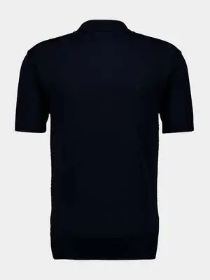 Orlebar Brown Night Iris Burnham Knit Polo Shirt - Blue