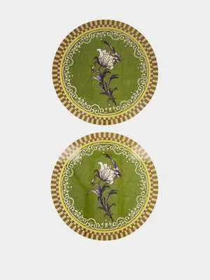La DoubleJ Set Of 2 Fiesole Nymph Bloom Placemats - Green