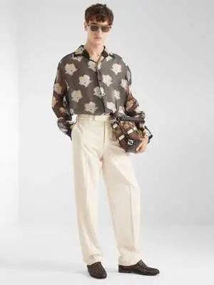 Fendi Wool Gabardine Tailored Trousers - Beige