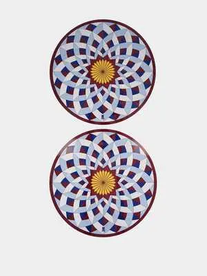 La DoubleJ Lotus Of Life Set Of 2 Cork Placemats - Blue