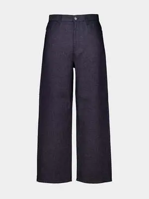 Fendi Dark Wash Wide Leg Jeans - Blue